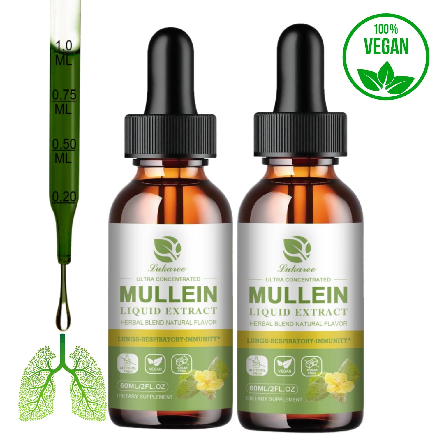 Mullein Drops for Lungs 600,000‬mg, Lung Detox & Cleanse, 16 in 1 Vegan ...