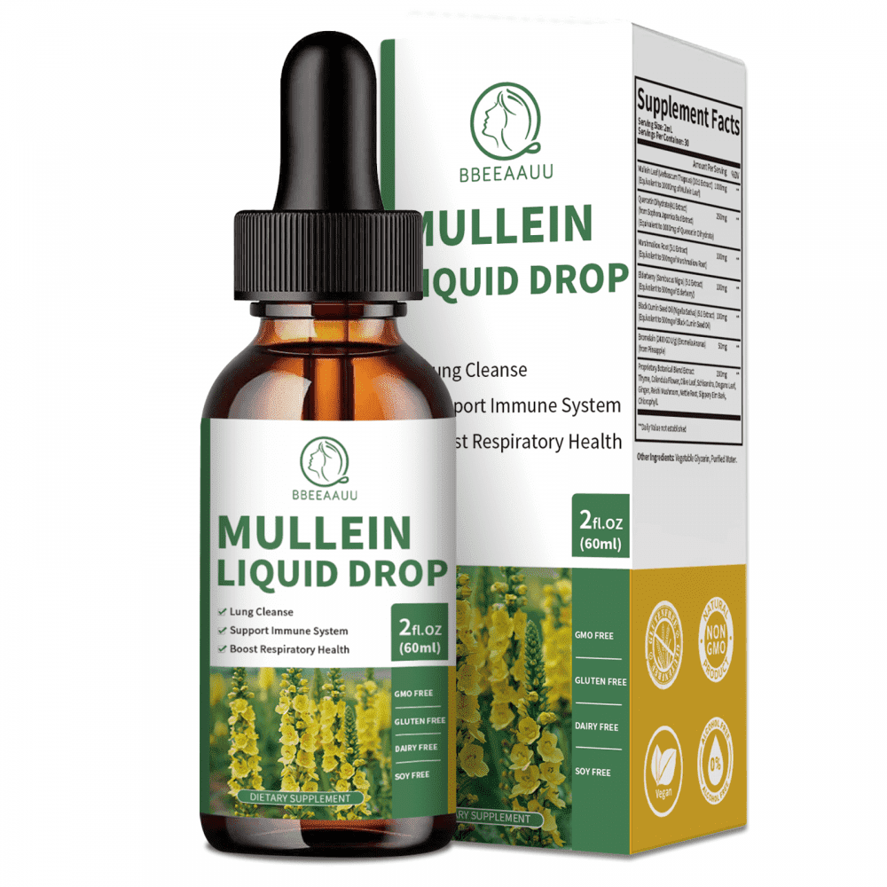 Mullein Drops for Lungs, Mullein Leaf Extract Tincture with with ...