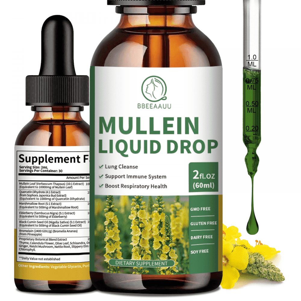 Mullein Drops for Lungs - Liquid Mullein Leaf Extract for Lungs Cleanse ...
