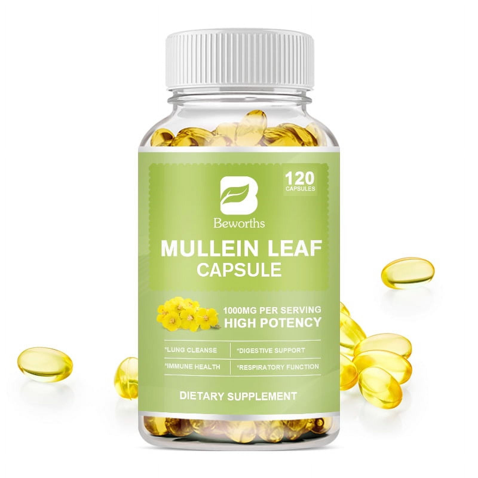 Mullein Leaf Capsules - Organic Mullein Leaf Extract for Lung - 1000mg ...