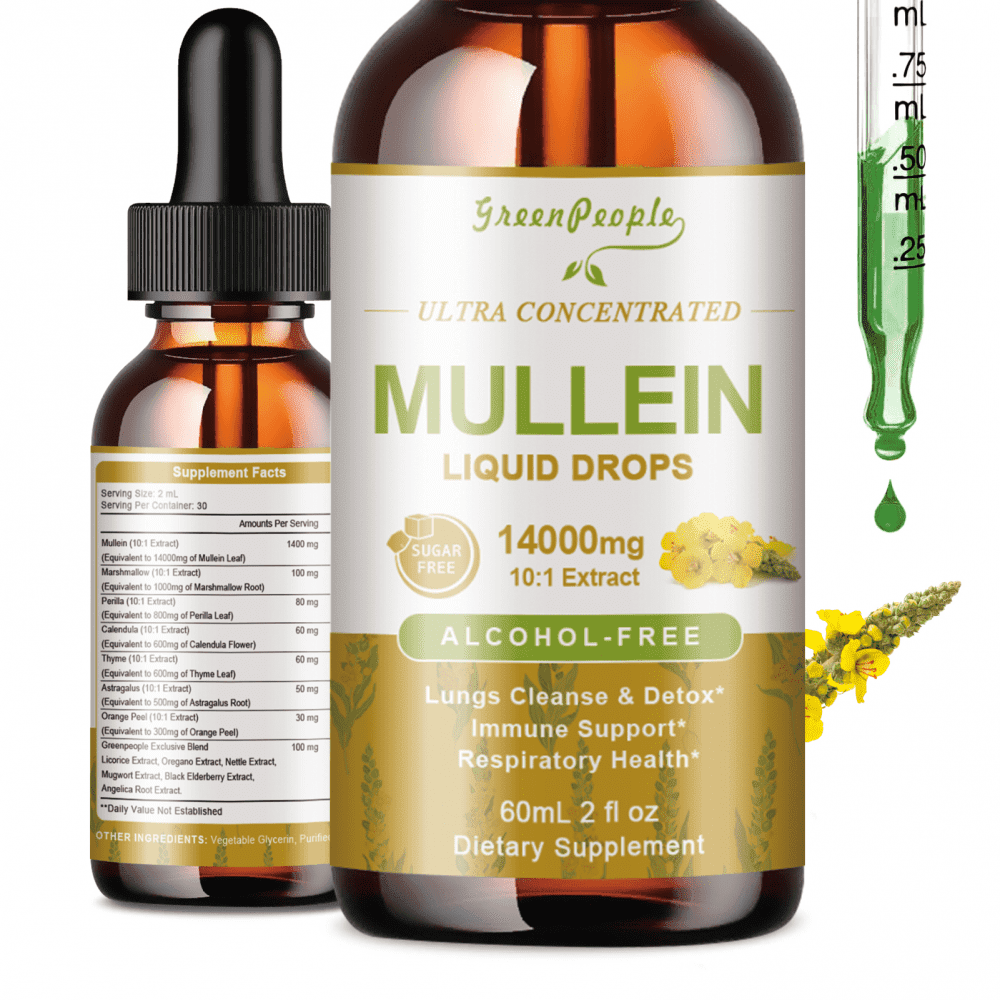 Mullein Leaf Drops for Lungs - Liquid Mullein Leaf Extract for Lungs ...