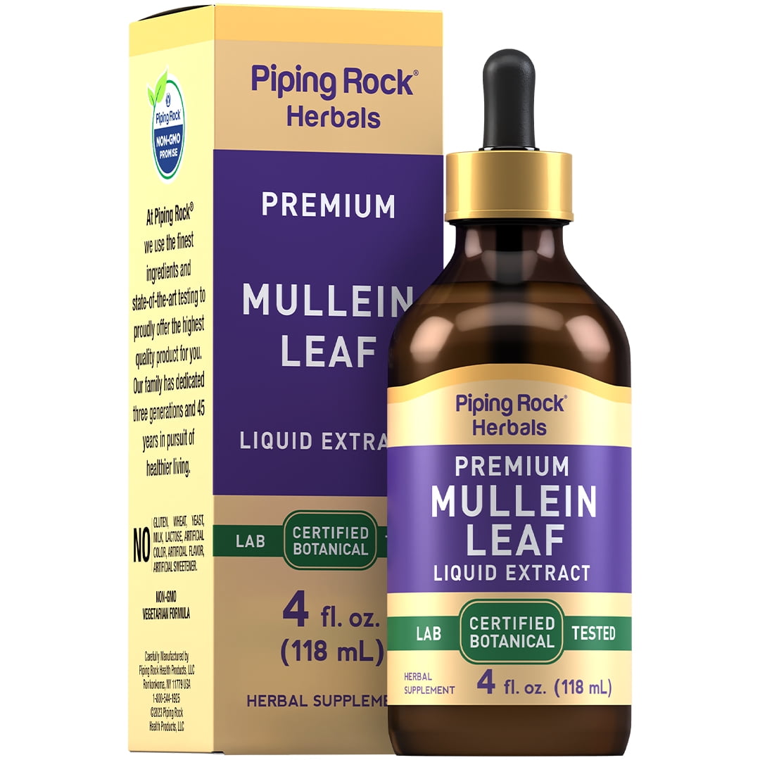 Piping Rock Mullein Leaf Extract Supplement, 4 fl oz, Non GMO, Gluten ...
