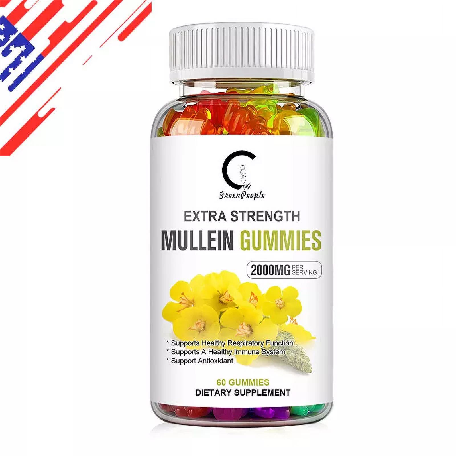 Mullein Leaf Gummies 2000mg For Lung Cleanse Detox Herbal Dietary ...