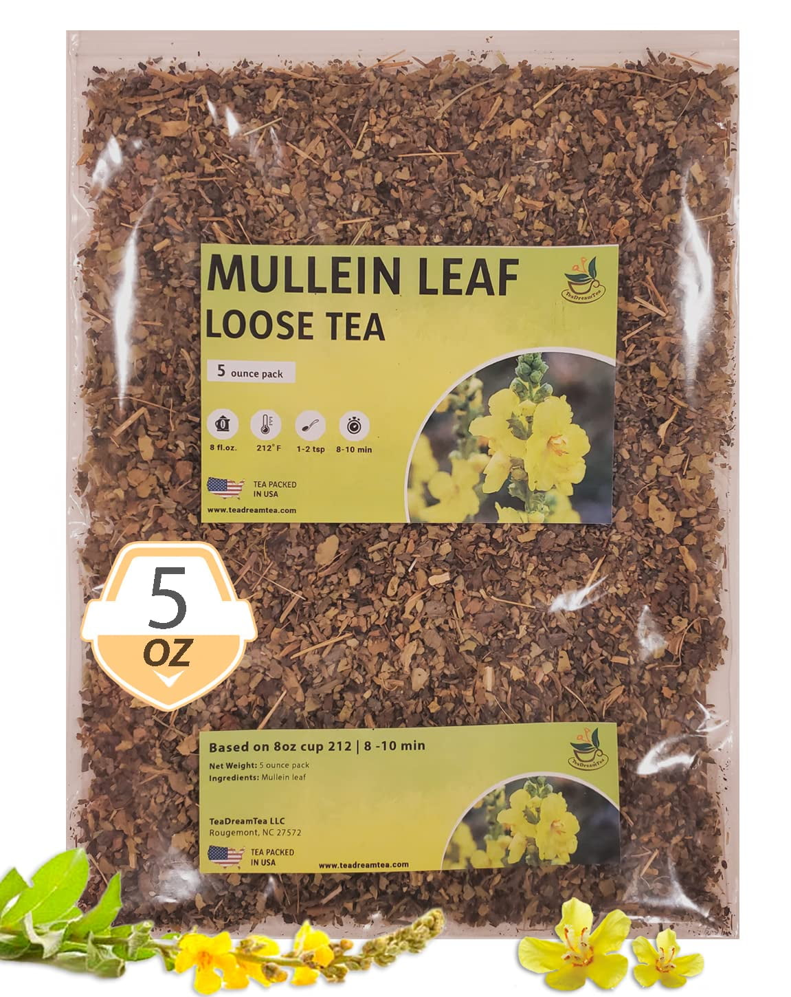 Mullein Leaf Tea - Natural Mullein Flowers 5 fl.OZ Loose Tea - Caffeine ...