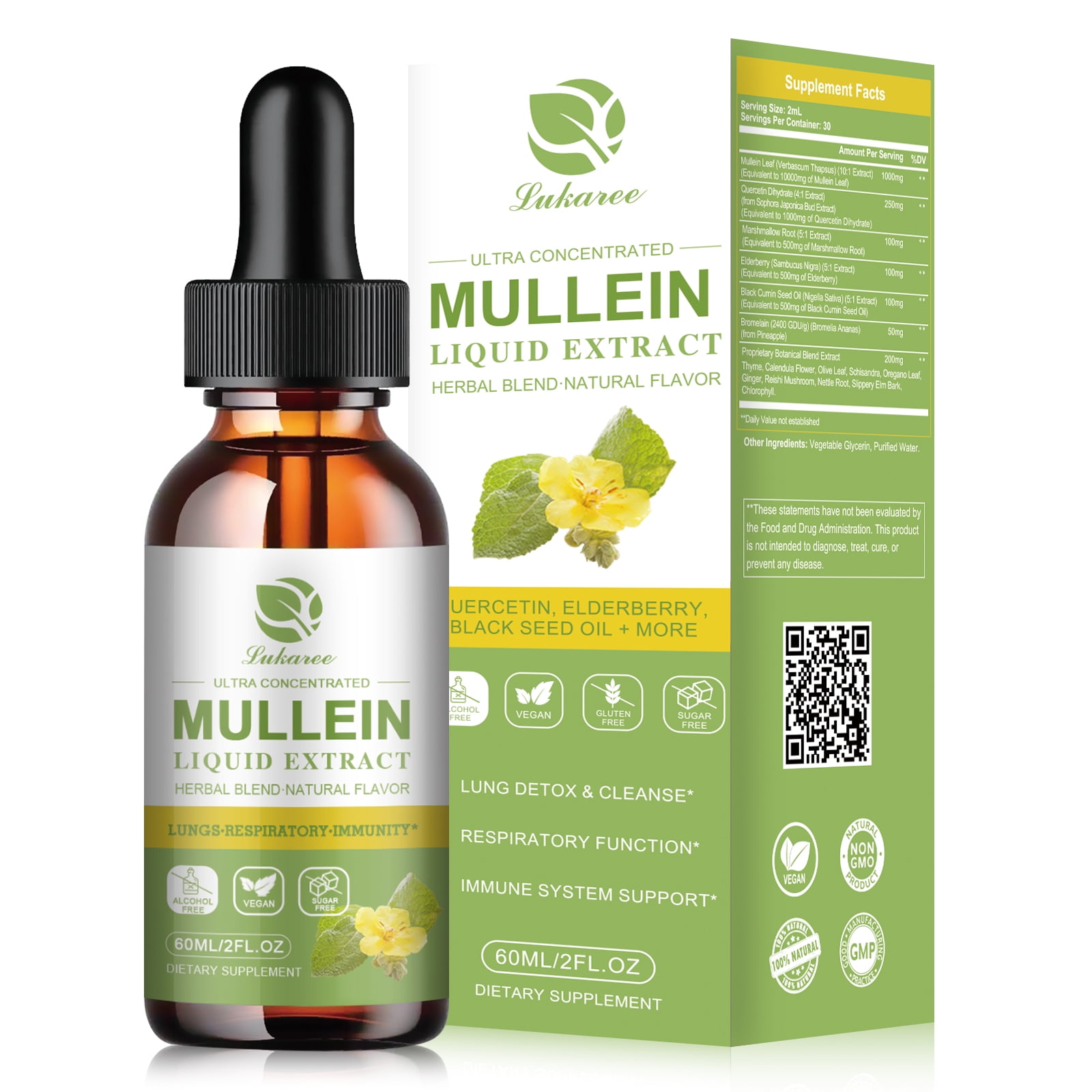Mullein Liquid Drops Supplement, Support Respiratory & Immune System ...