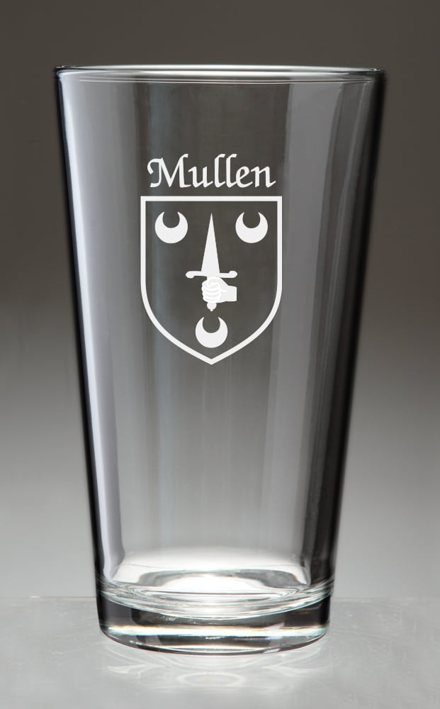 Mullen Irish Coat of Arms Pint Glasses - Set of 4 (Sand Etched ...