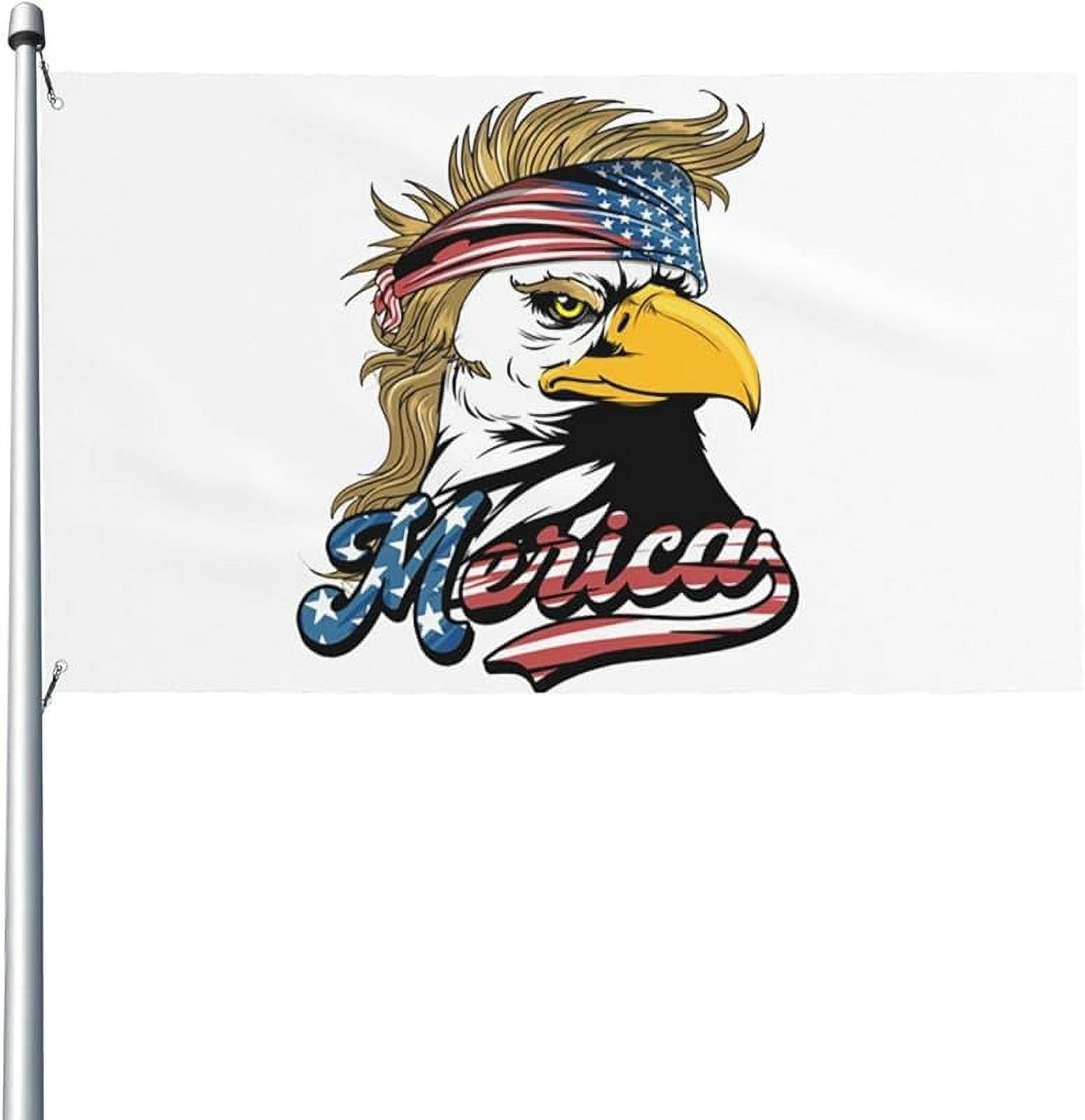 Mullet American 4th Of July Bald Eagle Merica USA Flags 3x5 FT Funny ...