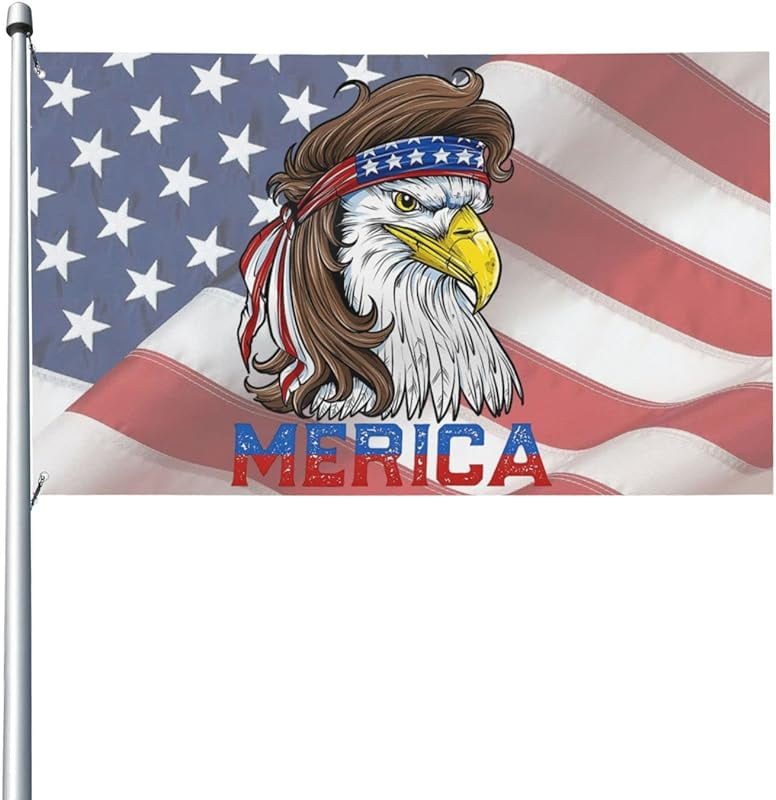Mullet American 4th Of July Bald Eagle Merica USA Flags 3x5 FT Funny ...