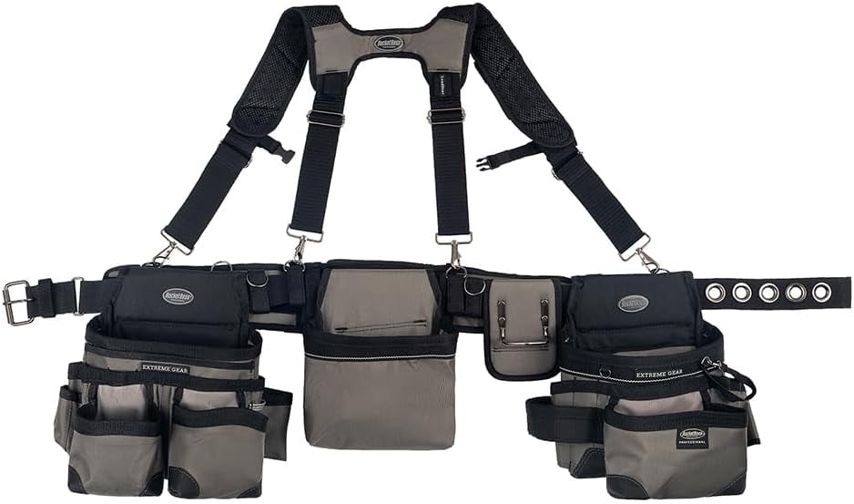Mullet Buster 3 Bag Tool Belt with Suspenders in Grey, 55135, Black ...