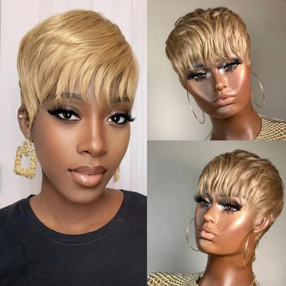 Mullet Wigs & Short Pixie Cut Wigs - Full Machine Made Wigs With Bangs ...