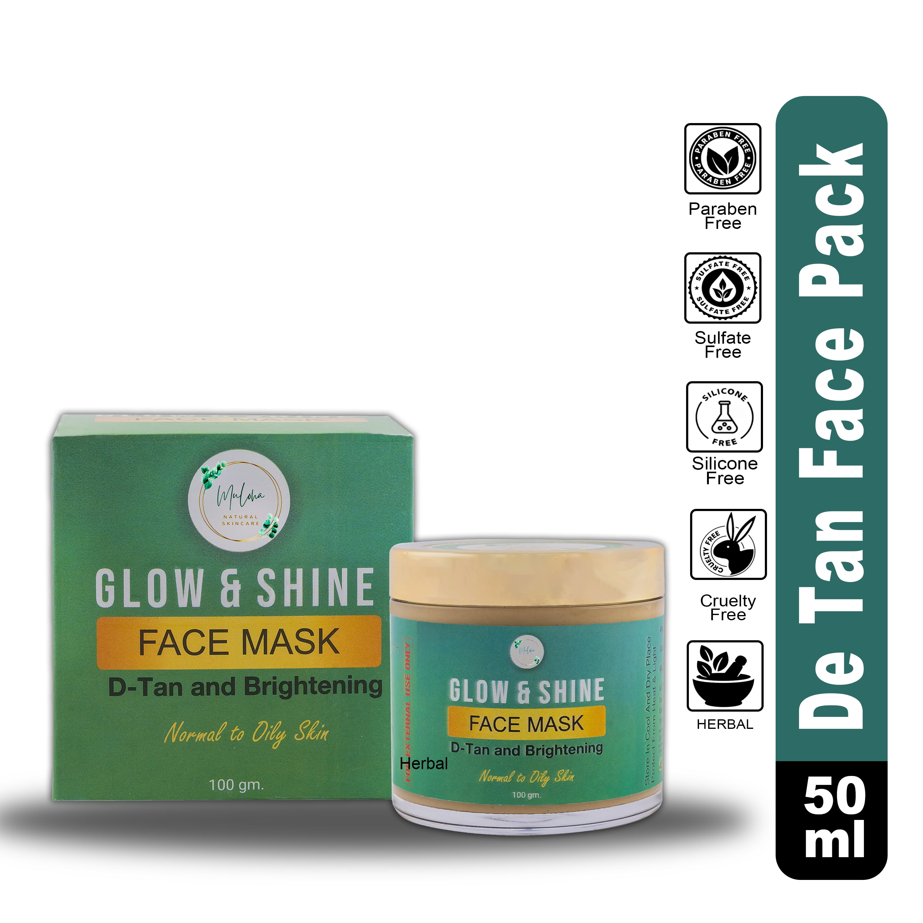 Muloha Glow and Shine Face Mask for Skin Brightening, Ayurvedic Formula ...