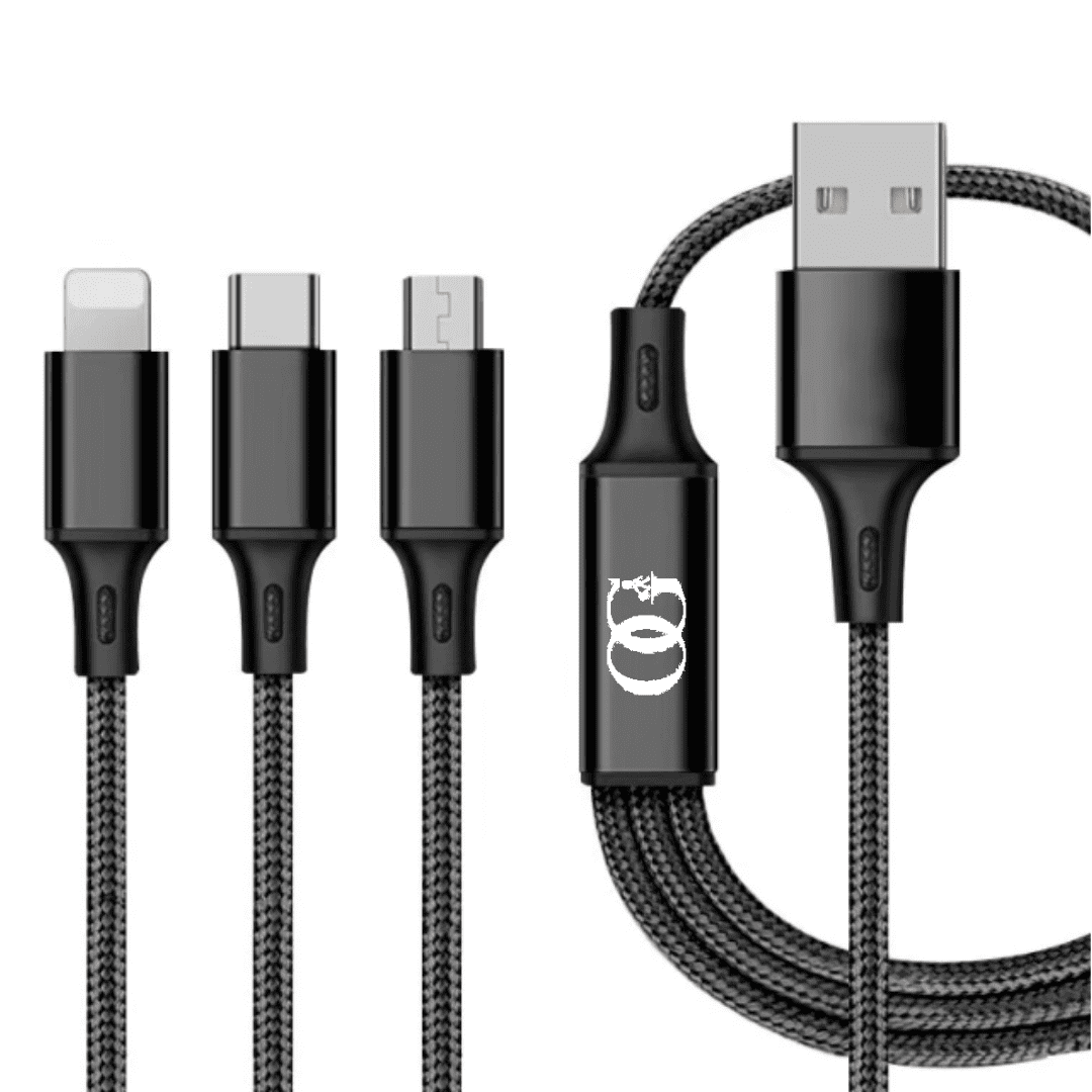 Multi 3 in 1 Universal USB Charging Cable - Nylon Braided Charging Cord ...