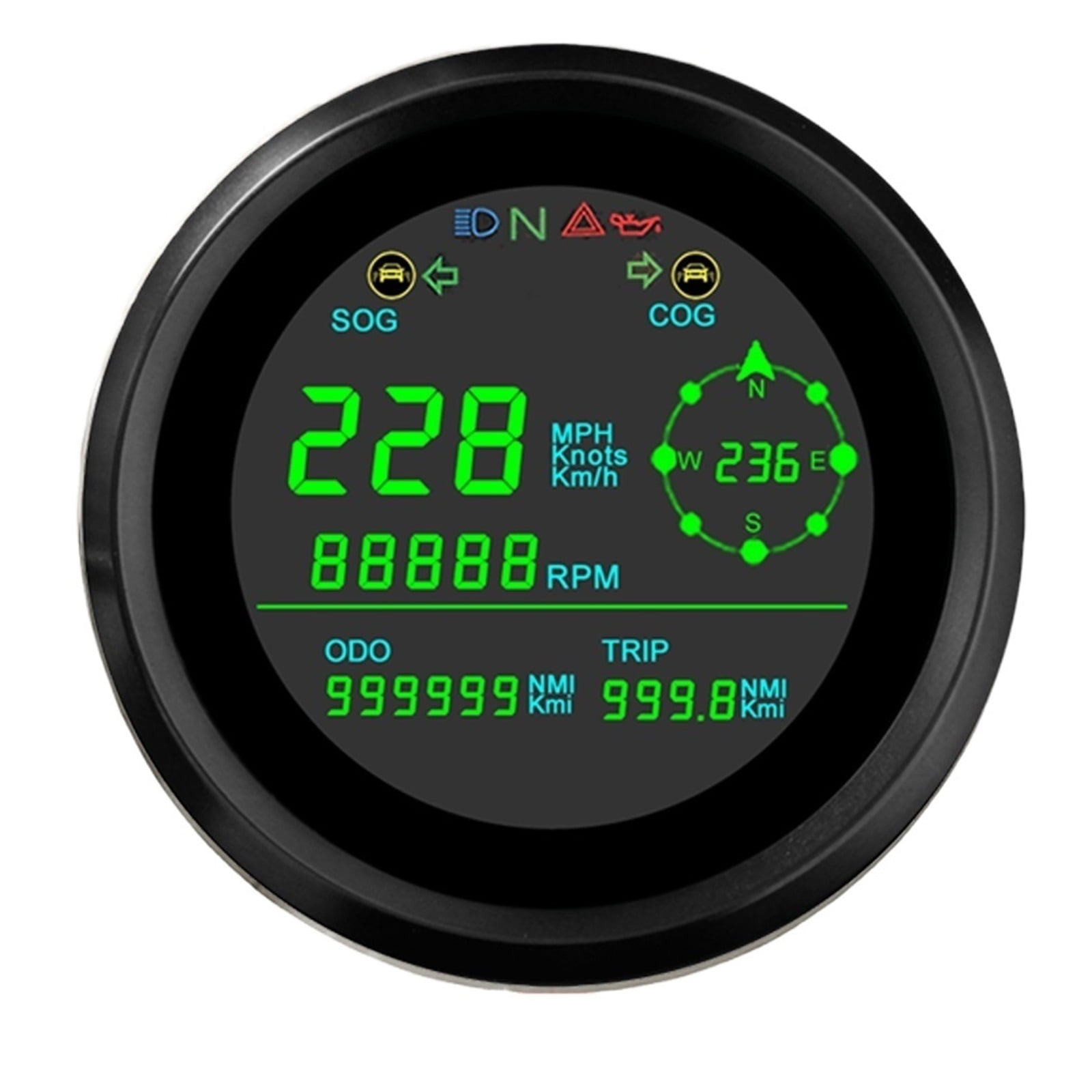 Multi 85mm Gauge GPS Speedometer Odometer+Tachometer LCD Speed Gauge ...