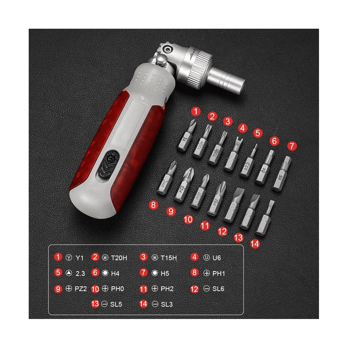 Multi Angle Bidirectional Ratchet Screwdriver Set 15 in 1 Torx Magnetic ...