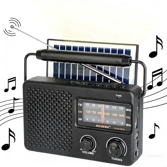 Gimetoe Radio Portable, Solar-Powered AM/FM/SW Radio With Bluetooth ...