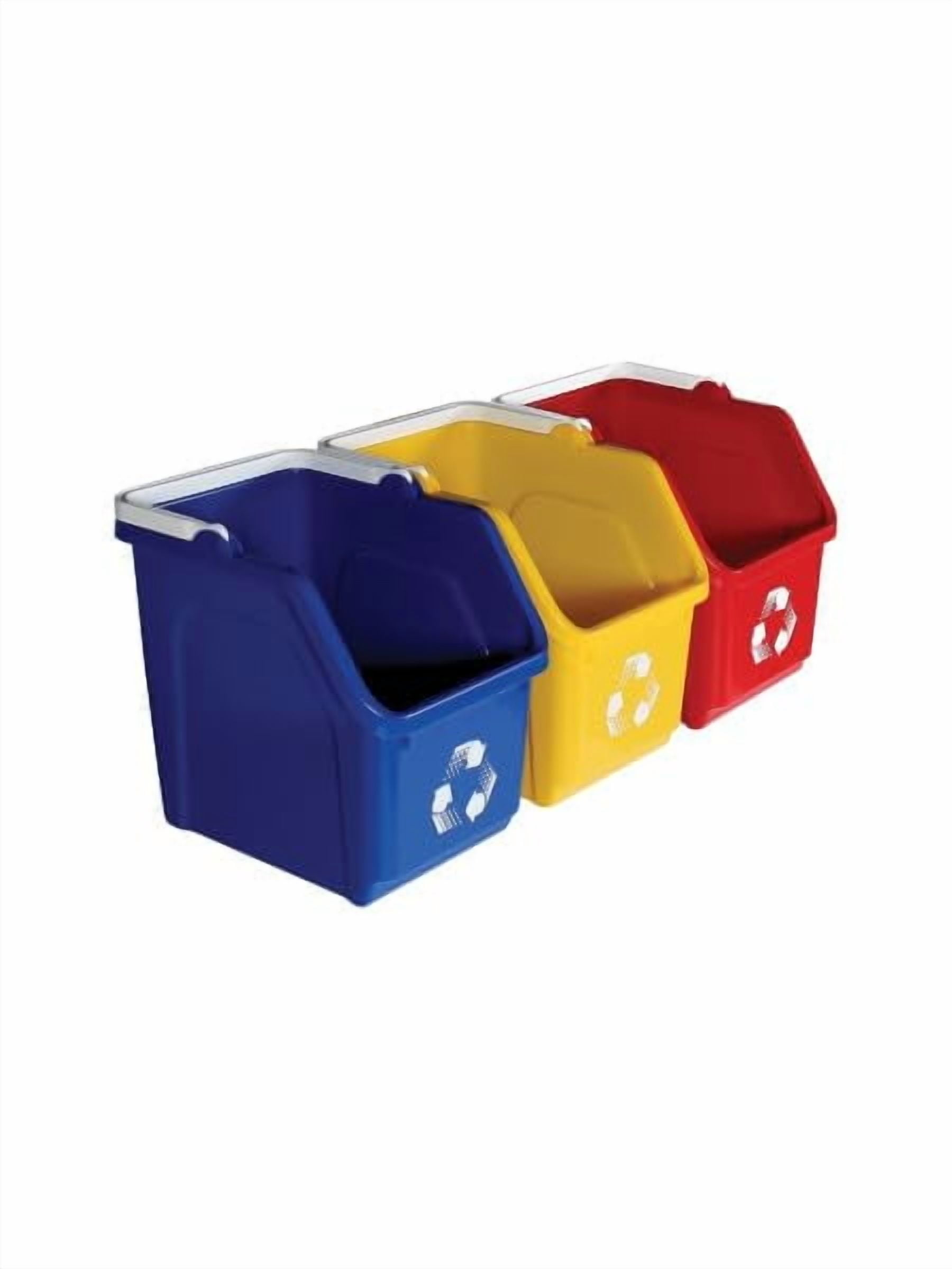 Multi Bin Recycling System with Three Stackable 6 Gallon Recycle Bins ...