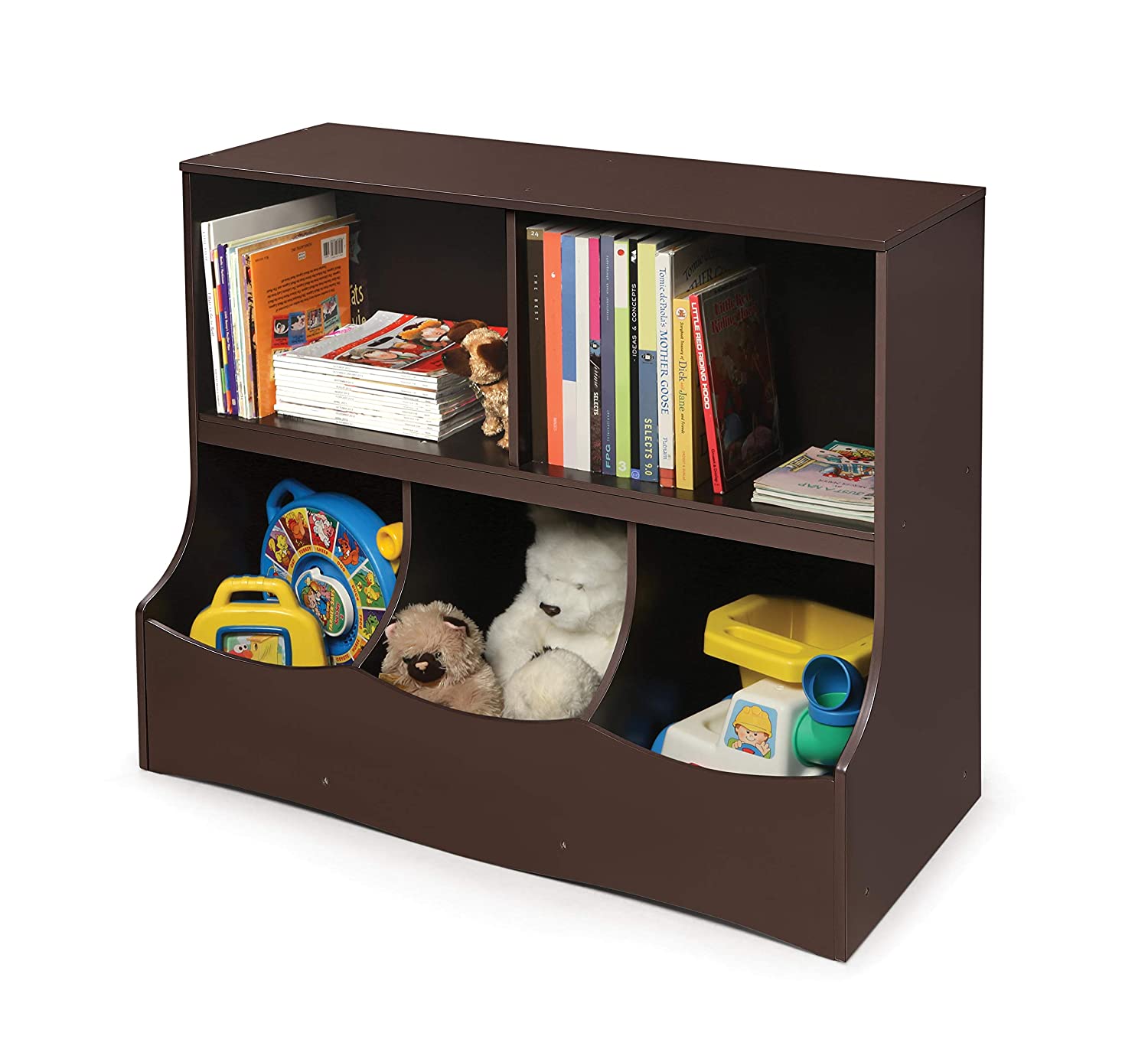 Multi-Bin Toy Storage Organizer and Bookshelf - Kids Cubby Shelf with 3 ...