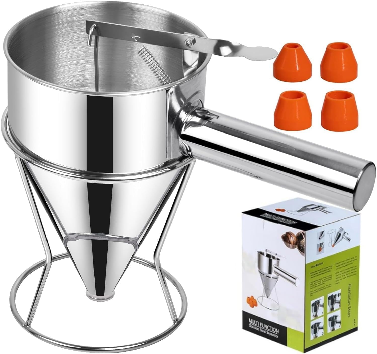 Multi-Caliber Pancake Batter Dispenser, Stainless Steel Funnel Cake ...