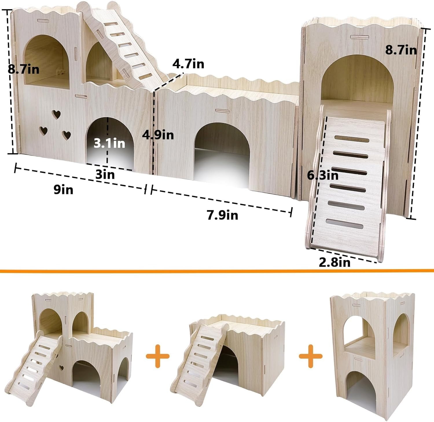 Multi-Chamber Hamster Hideout House with Labyrinth Tunnels for Dwarf ...