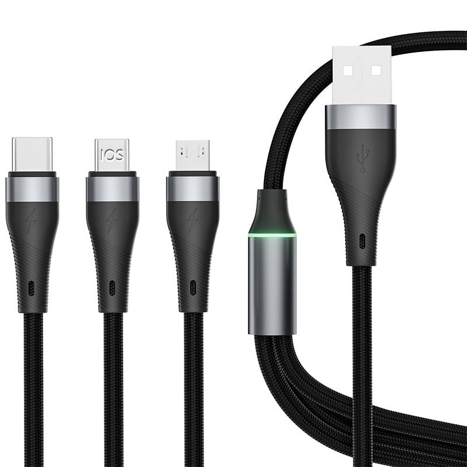 Multi Charger Cable, Nylon Braided Universal 3 in 1 Multiple Ports ...