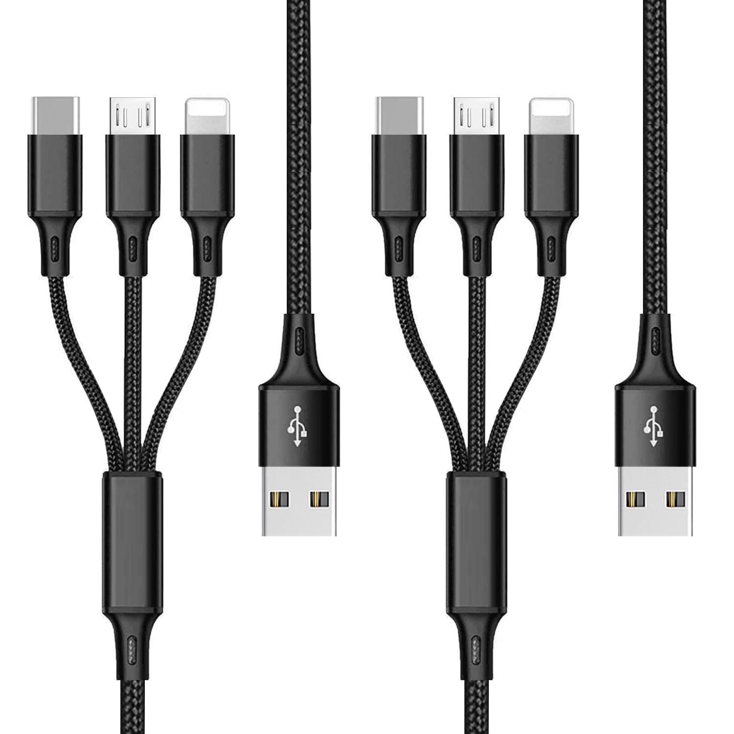 Multi Charging Cable 2 Packs, 3A 3 in 1 Fast Charging Cord,1.25M Nylon ...