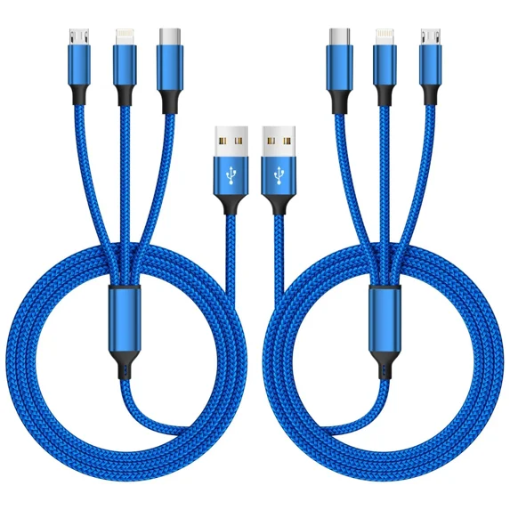 Multi Charging Cable(2Pack 4Ft), Nylon Braided 3 In 1 Universal Phone ...