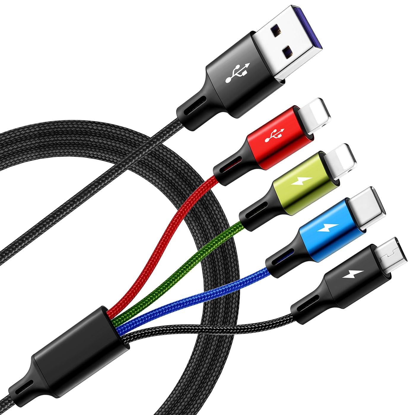 Multi Charging Cable, [2Pack 6Ft] 4 in 1 Braided Multi Fast Charging ...