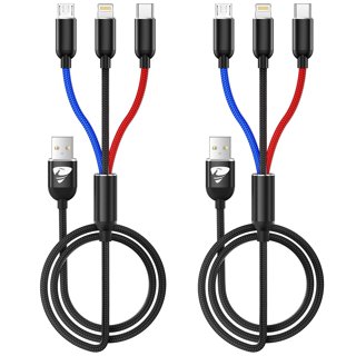 3 in 1 LED Flowing Light Up Charger Fast Charging Cable USB Cord For ...