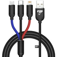onn. 3-in-1 Multi-Tip USB Charging Cable, Type-C, Micro-USB, Lightning ...