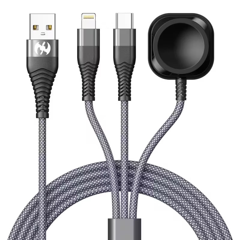 Multi Charging Cable 3 in 1, 4FT Braided Black Universal Phone Charger ...
