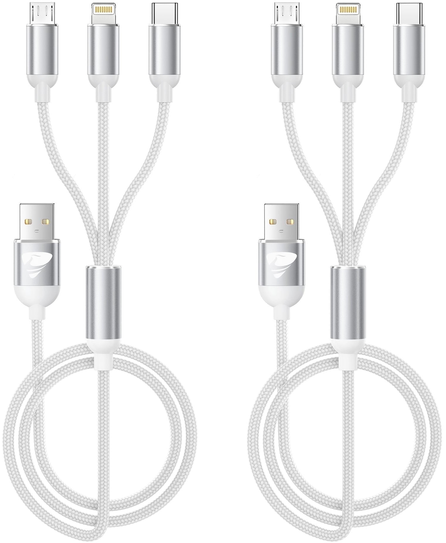 3-in-1 USB-C Multi Charging Cable for iPhone, iPad, Samsung (2Pack ...