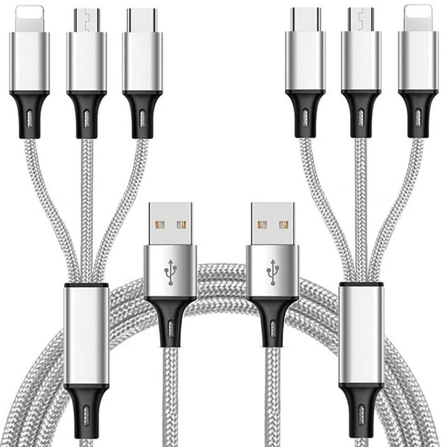 Multi Charging Cable, 4 ft Multi USB Charger Cable Aluminum Nylon 3 in ...