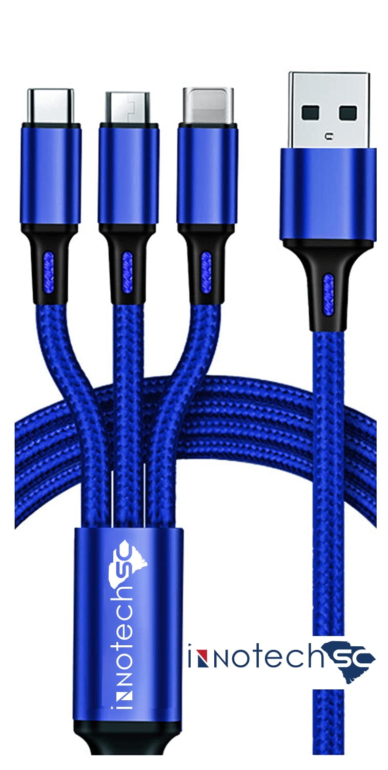 Multi Charging Cable, 4 ft Multi USB Charger Cable Aluminum Nylon 3 in ...