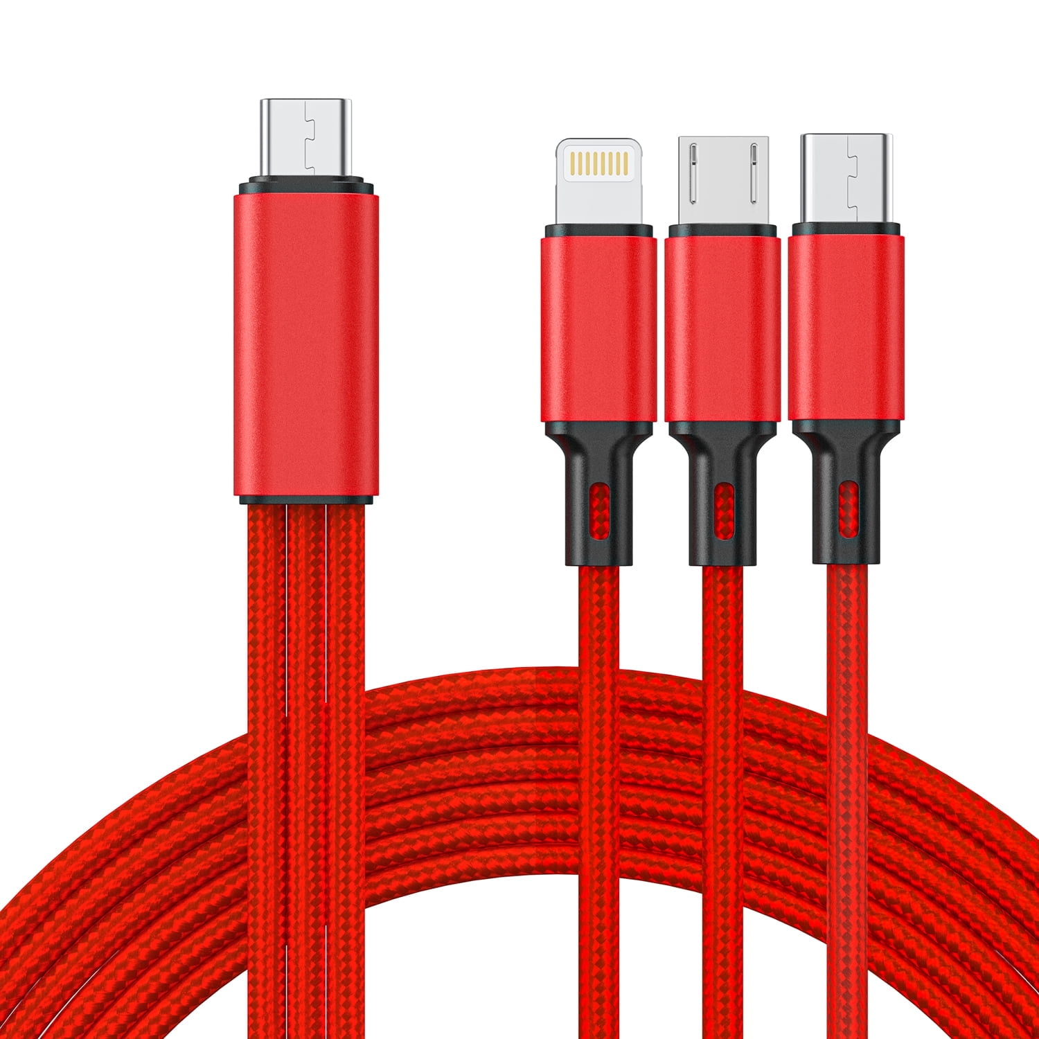 4ft 3-in-1 Universal Fast Charging Cable, Nylon Braided with USB C ...