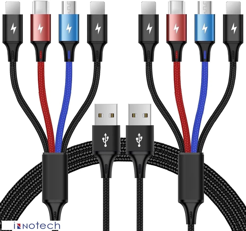 Innotech 3ft 4-in-1 Multi Charging Cable, Nylon Braided USB Cord with ...