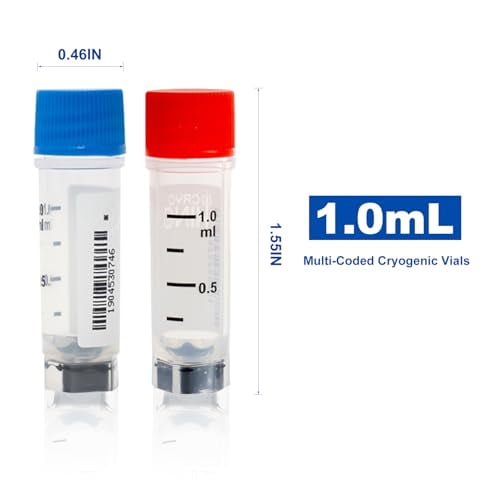 Multi-Coded Cryogenic Vials 1.0 ml, 500 Pcs Sterile Cryotubes with ...