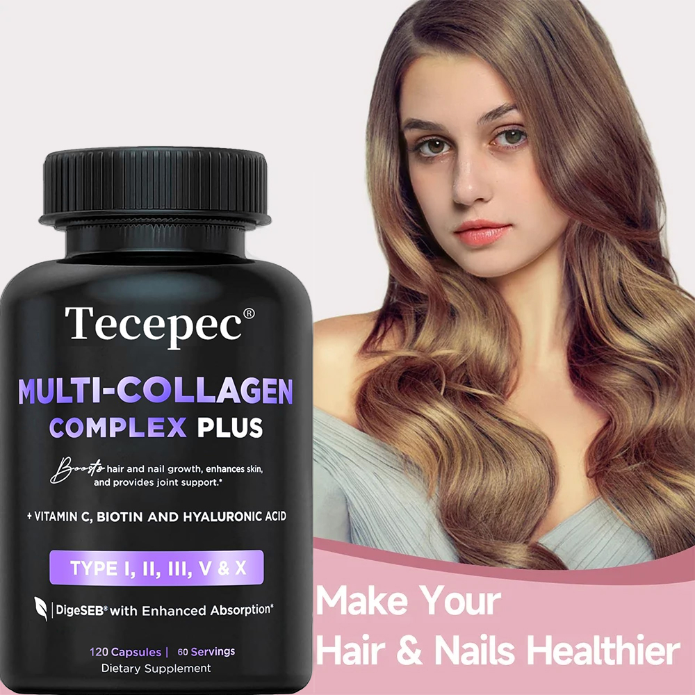 Multi-Collagen Complex - w./ Vitamin C, Biotin and Hyaluronic Acid ...