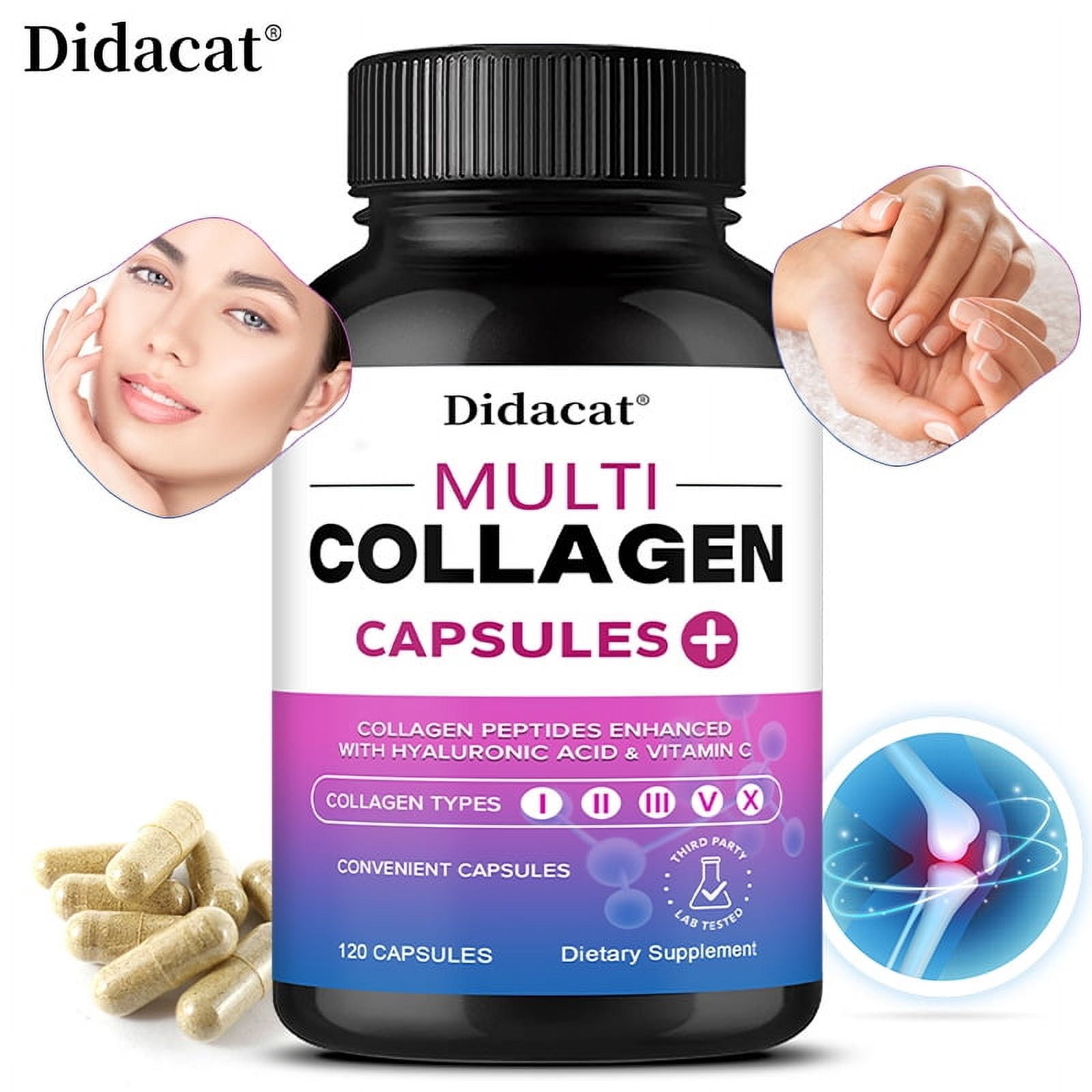 Multi Collagen Complex - with Hyaluronic Acid, Vitamin C - Type I, II ...