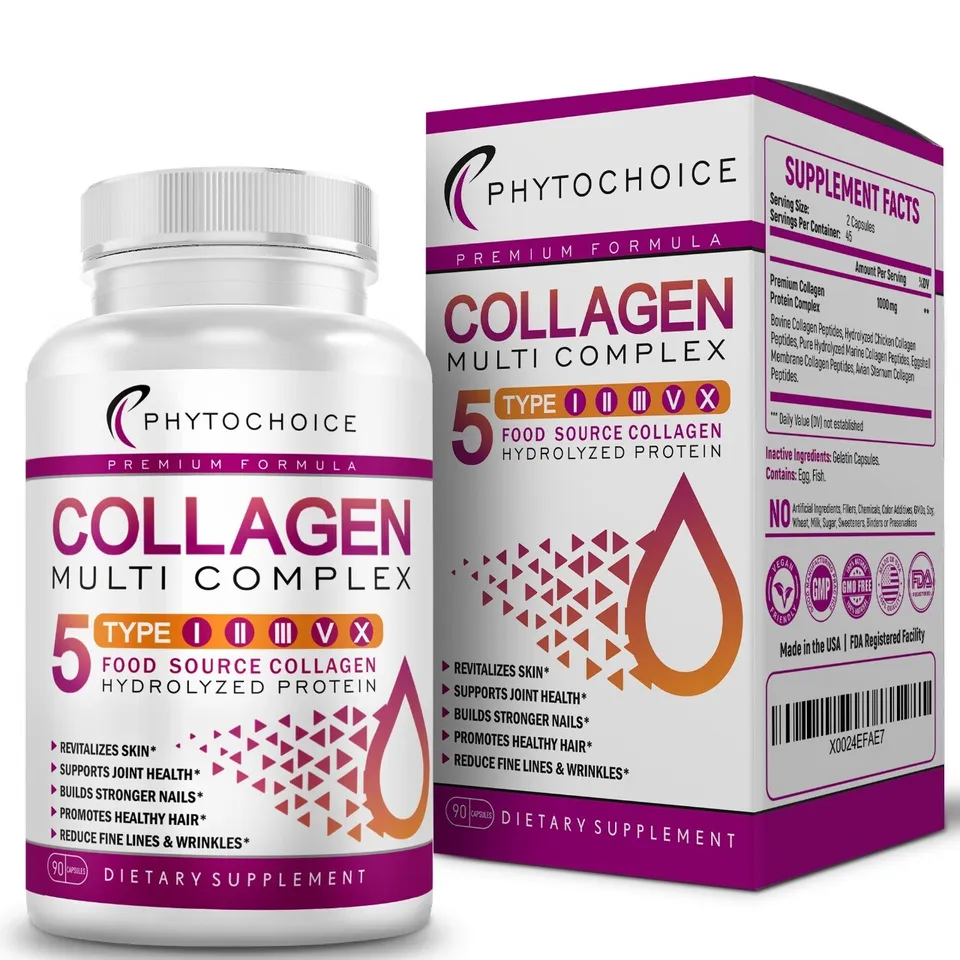 Collagen Pills Multi Collagen Peptides Supplement - 90 Capsules With ...