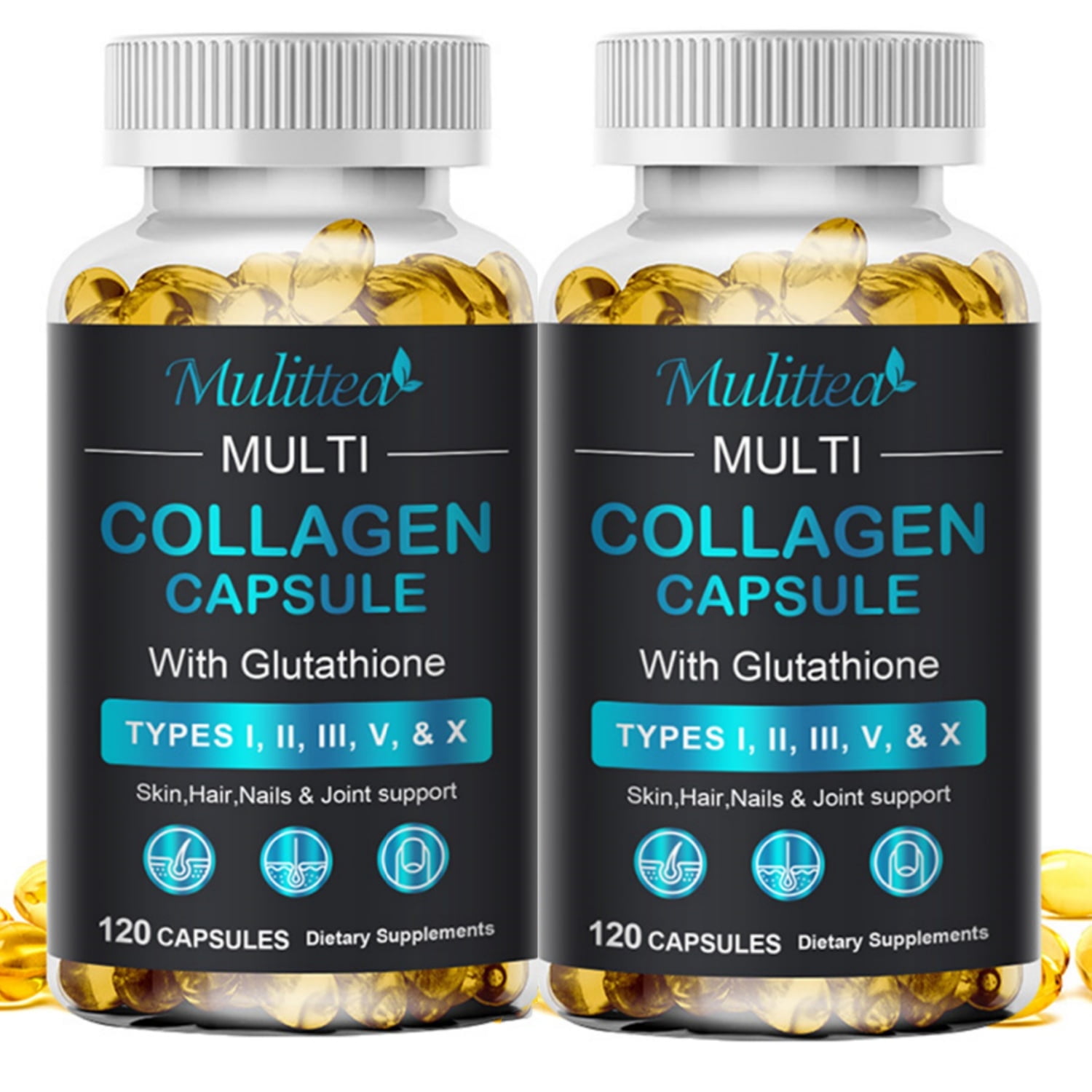 Multi Collagen Peptides Types I, II, III, V, X Capsules - Mulittea ...