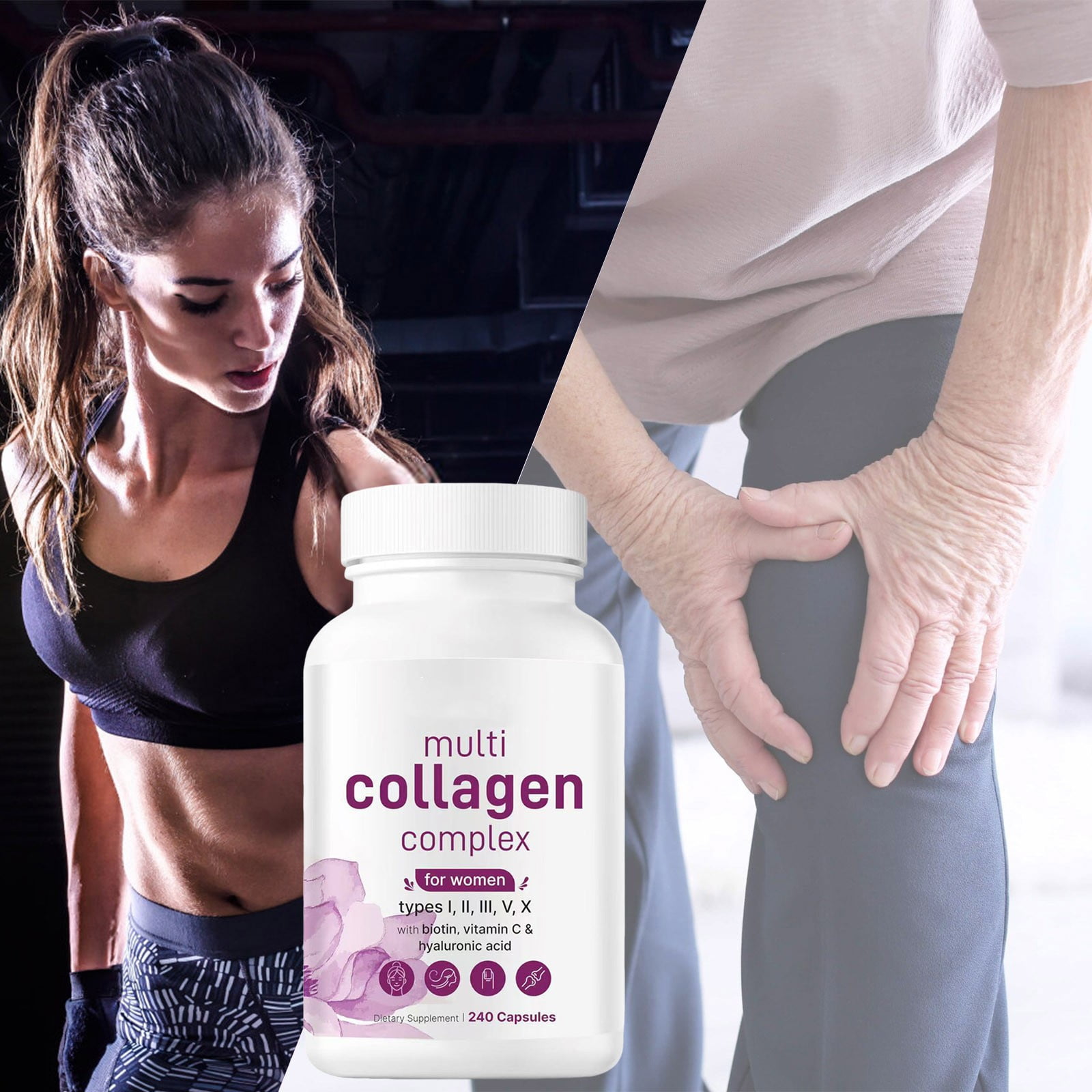 Multi Collagen Powder | Type I,II,III,V,X with Hyaluronic Acid, Vitamin ...