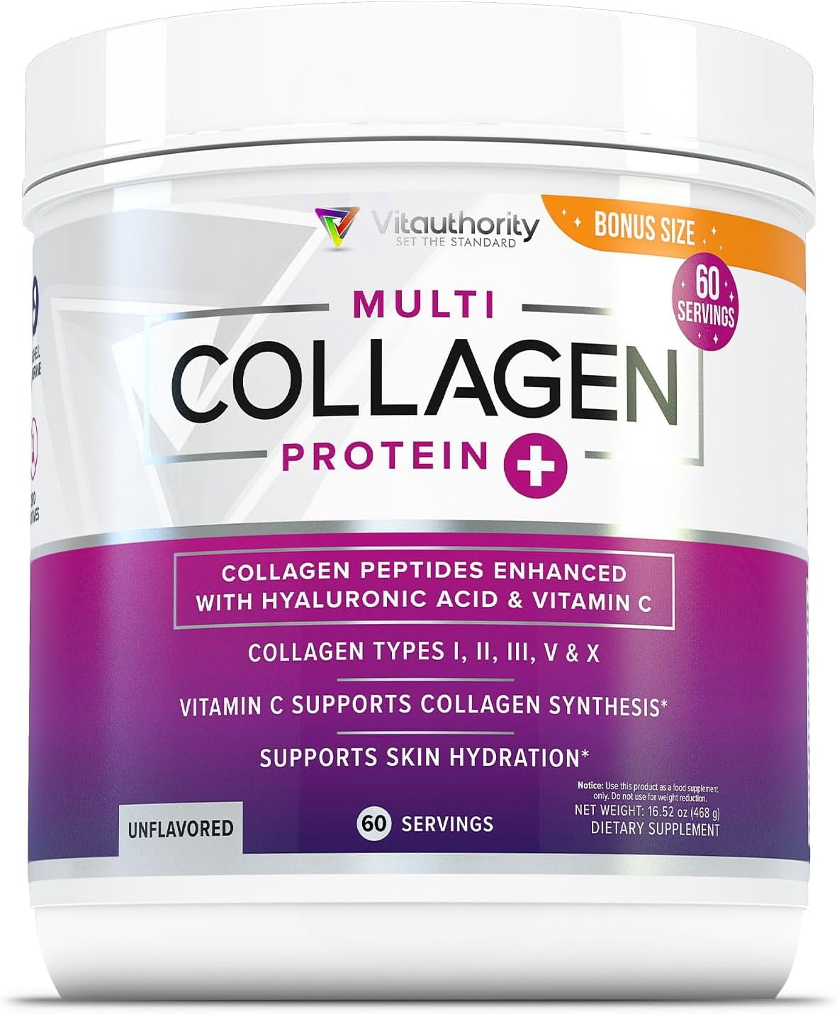 Vitauthority Multi Collagen Peptides Hydrolyzed Protein Powder 22 oz ...