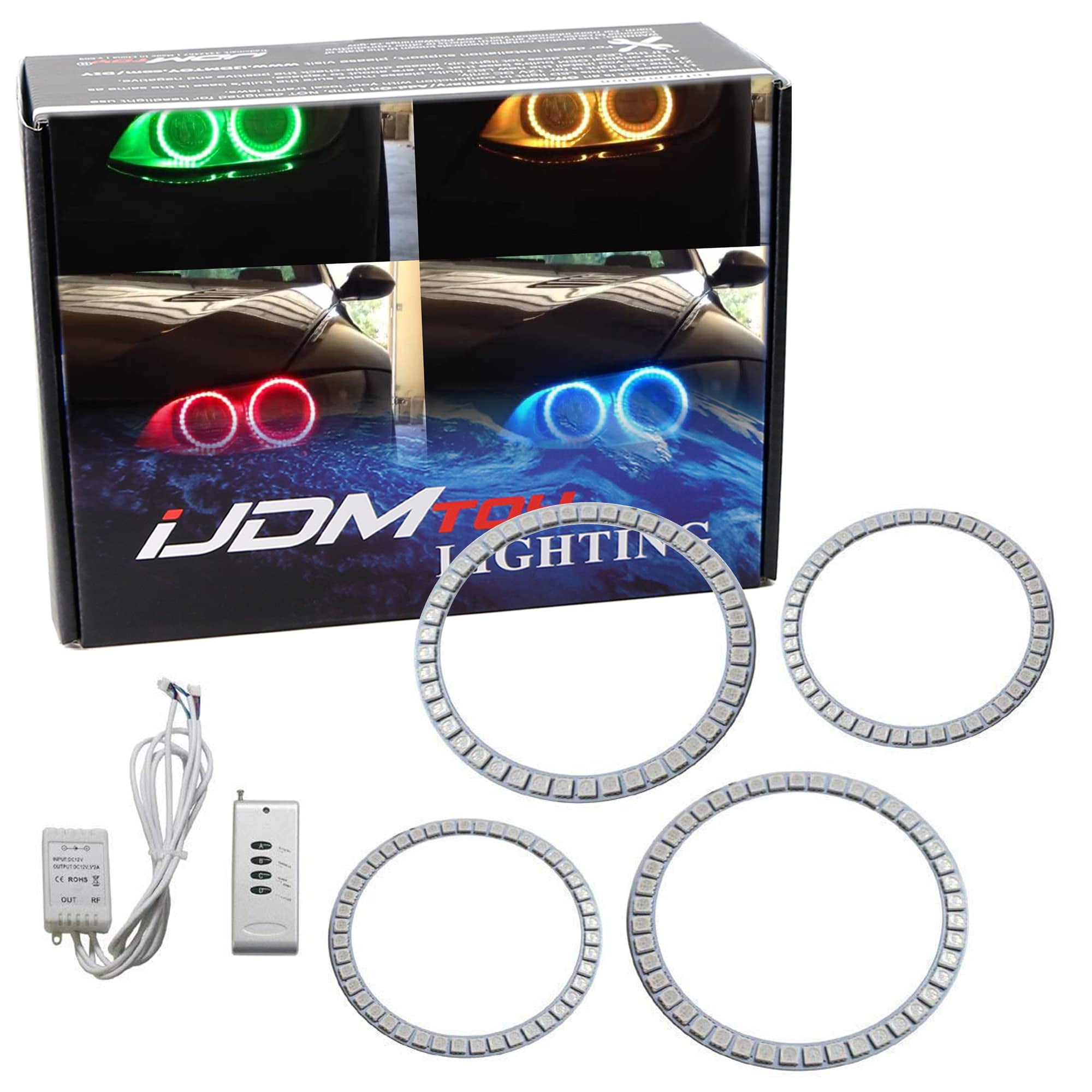 Multi-Color 180-SMD RGB LED Angel Eyes Halo Ring Lighting Kit w/Adjustable Setting, For 2007 ...