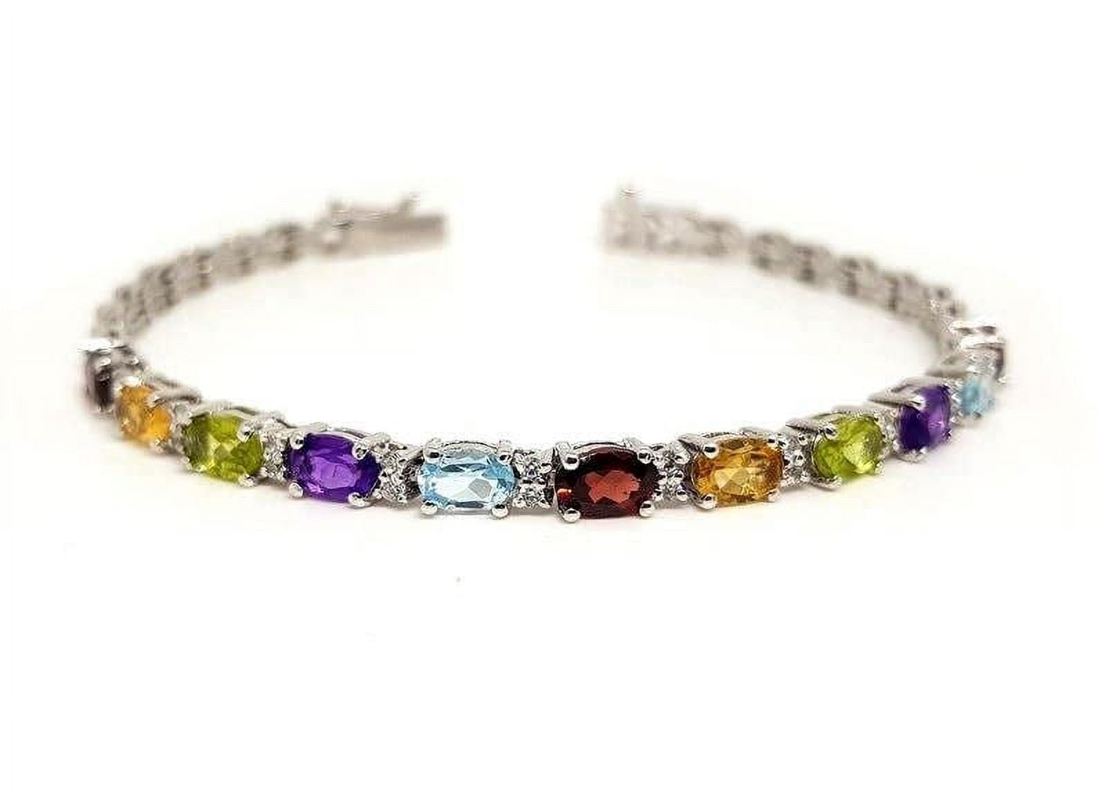 Multi Color Bracelet, 925 Sterling Silver Bracelet, Multi Gems, CZ ...