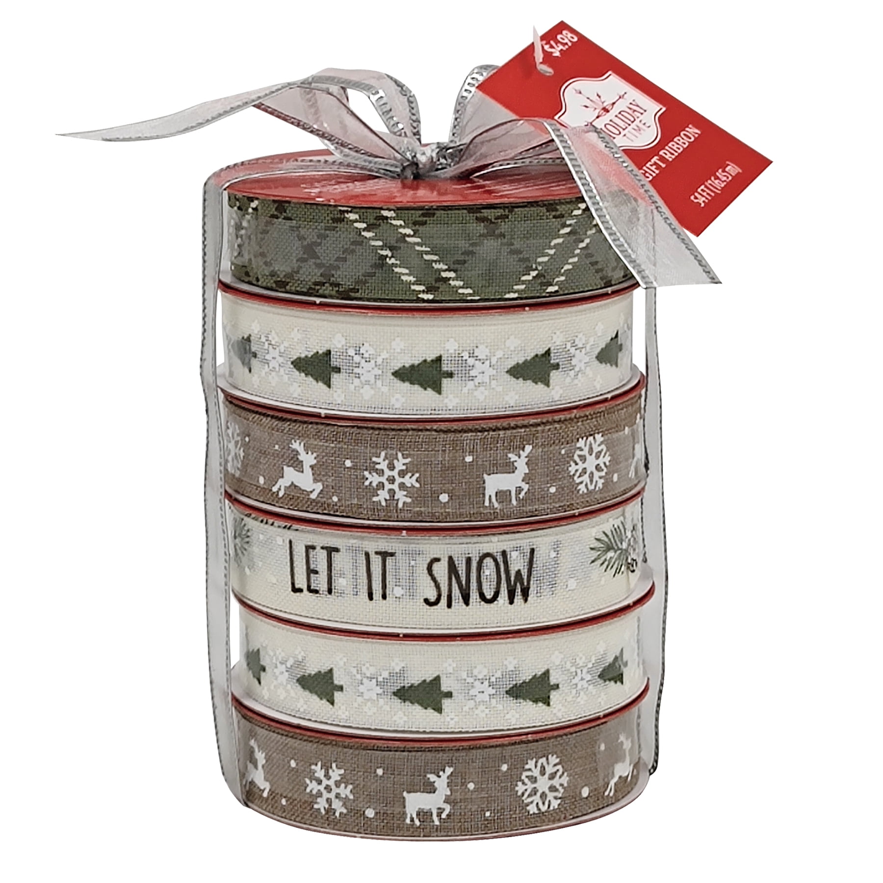 Multi-Color Christmas Gift Ribbons Set, 5 Count, by Holiday Time ...