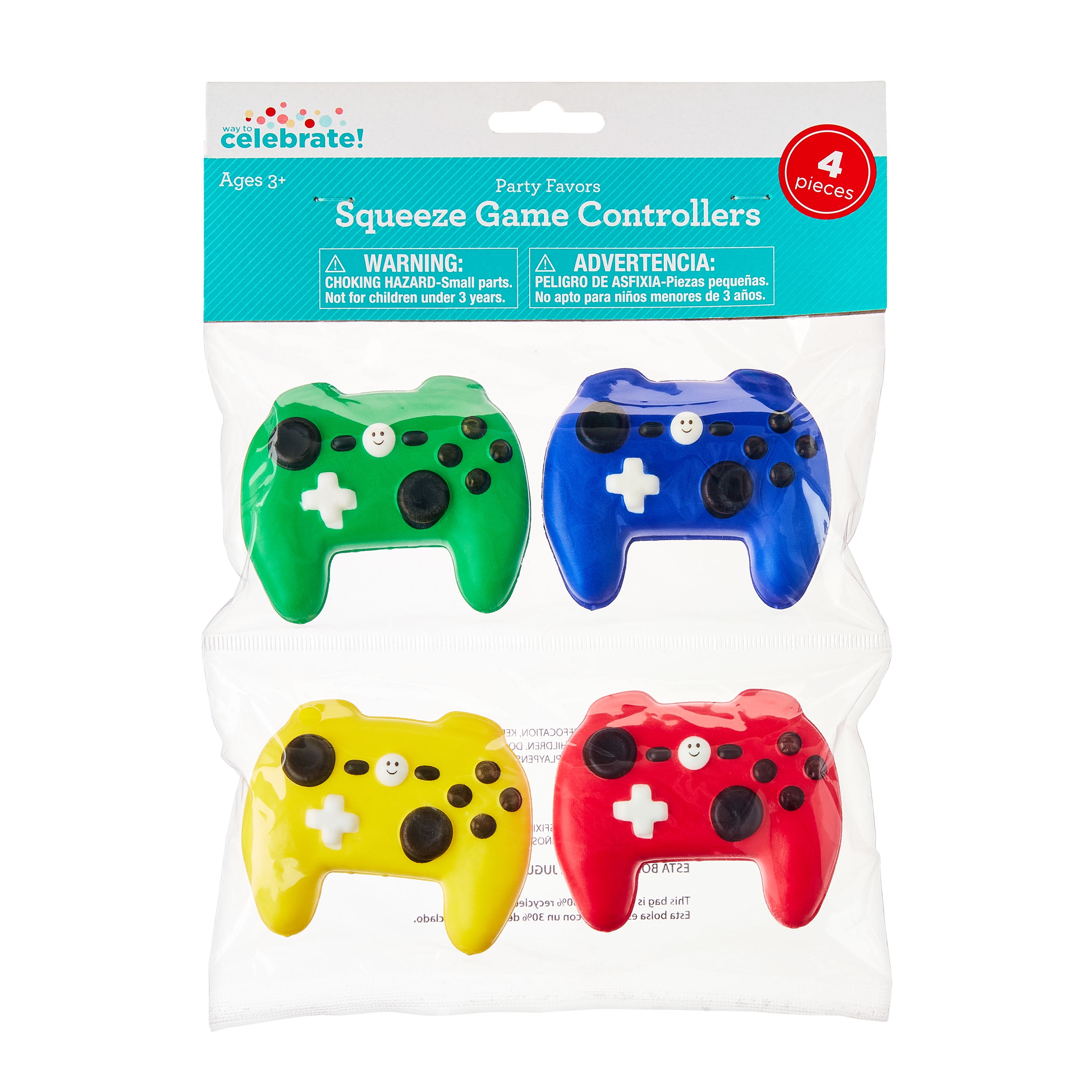 Way To Celebrate Multicolor Squeeze Game Controller Party Favors 4 ...