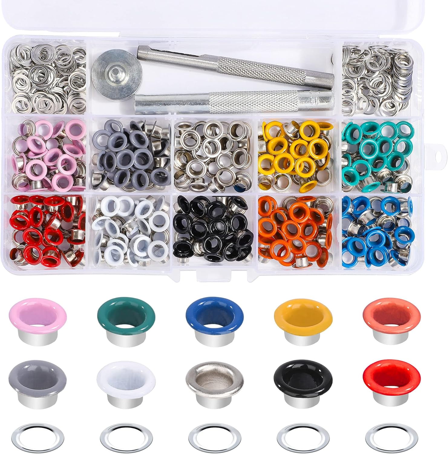 Multi-Color Grommets Kit, 10 Assorted Colors High Quality Copper Metal ...