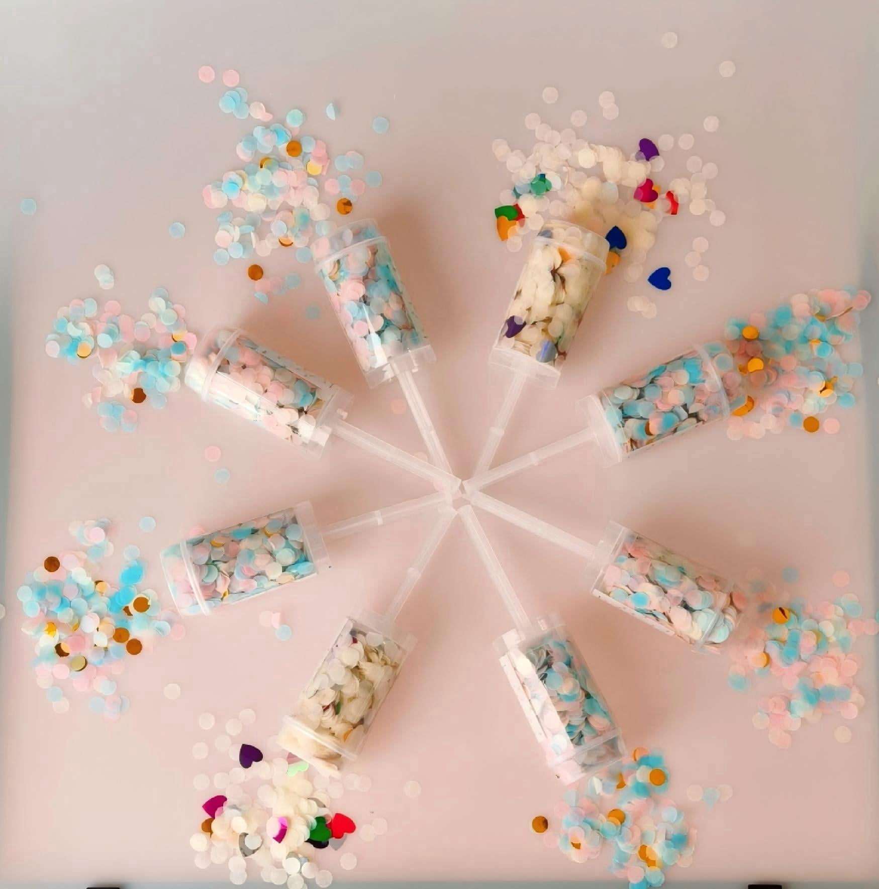 Multi-Color Hand Push Confetti Poppers 8 Pieces for Wedding Celebration ...