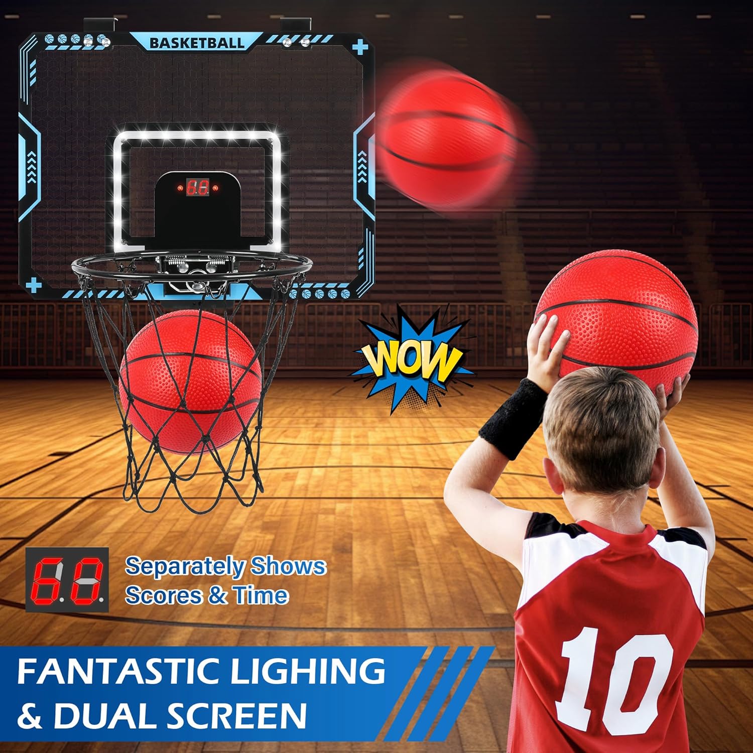 Multi-Color LED Basketball Hoop with Dual Electronic Scoreboards ...