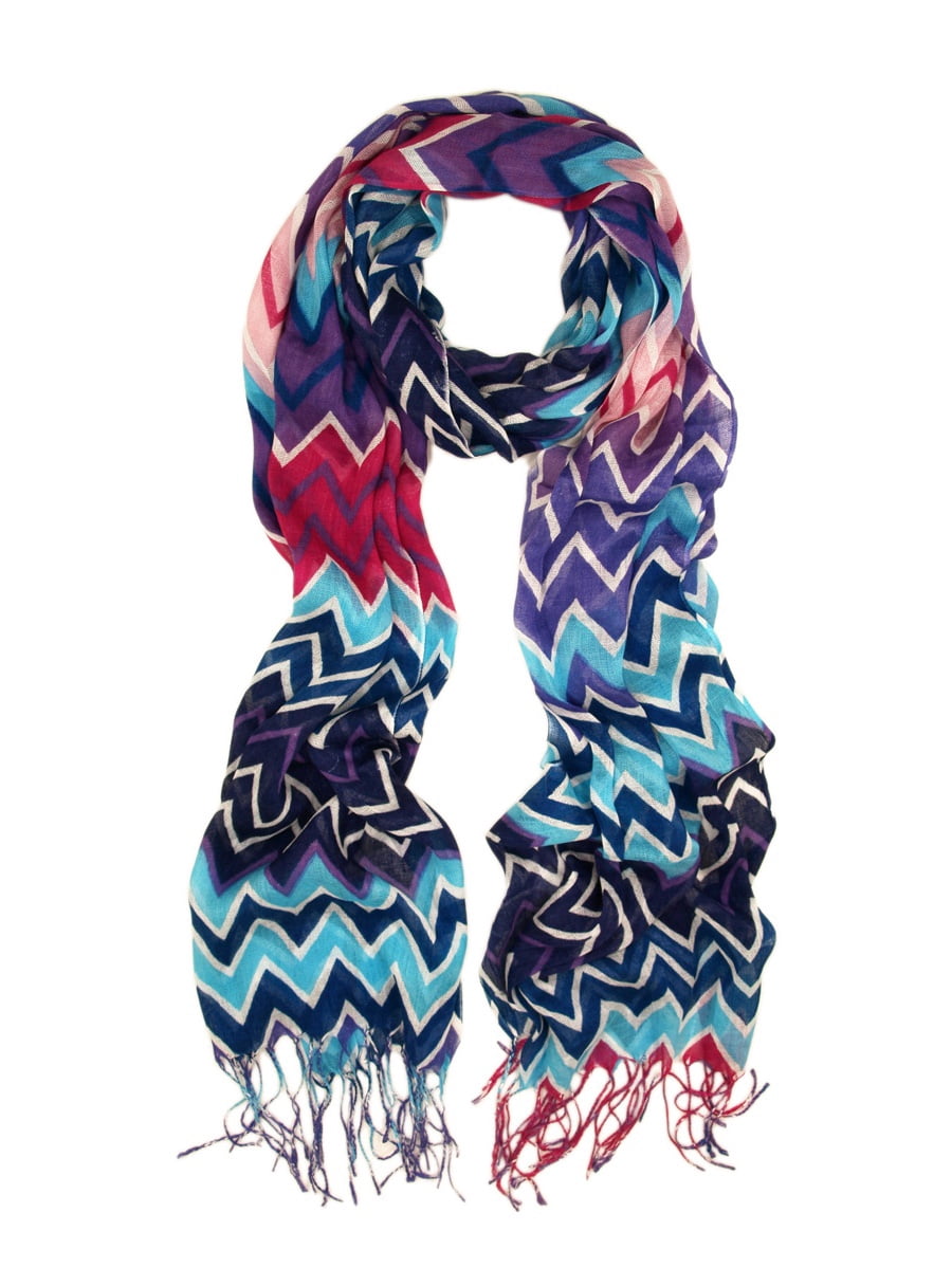 Multi Color Long Zig Zag Fringe Scarf - Walmart.com